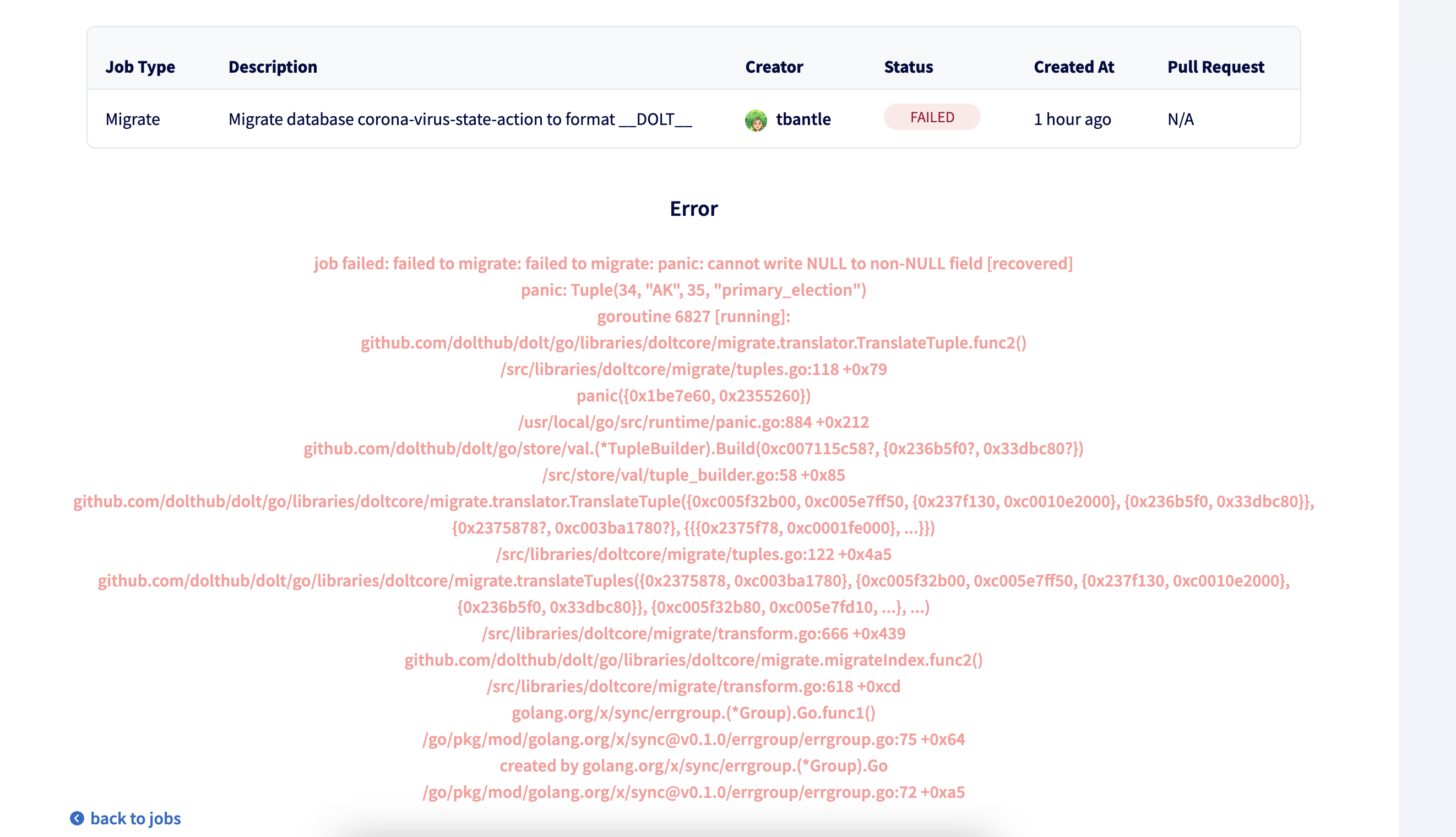 Migration panic: `cannot write NULL to non-NULL field` · Issue #442 · dolthub/dolthub-issues ...