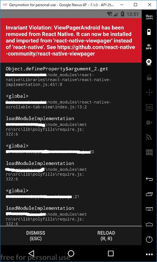Viewpagerandroid Is Error In The Reactnative061 · Issue 1061 · Ptomasroosreact Native