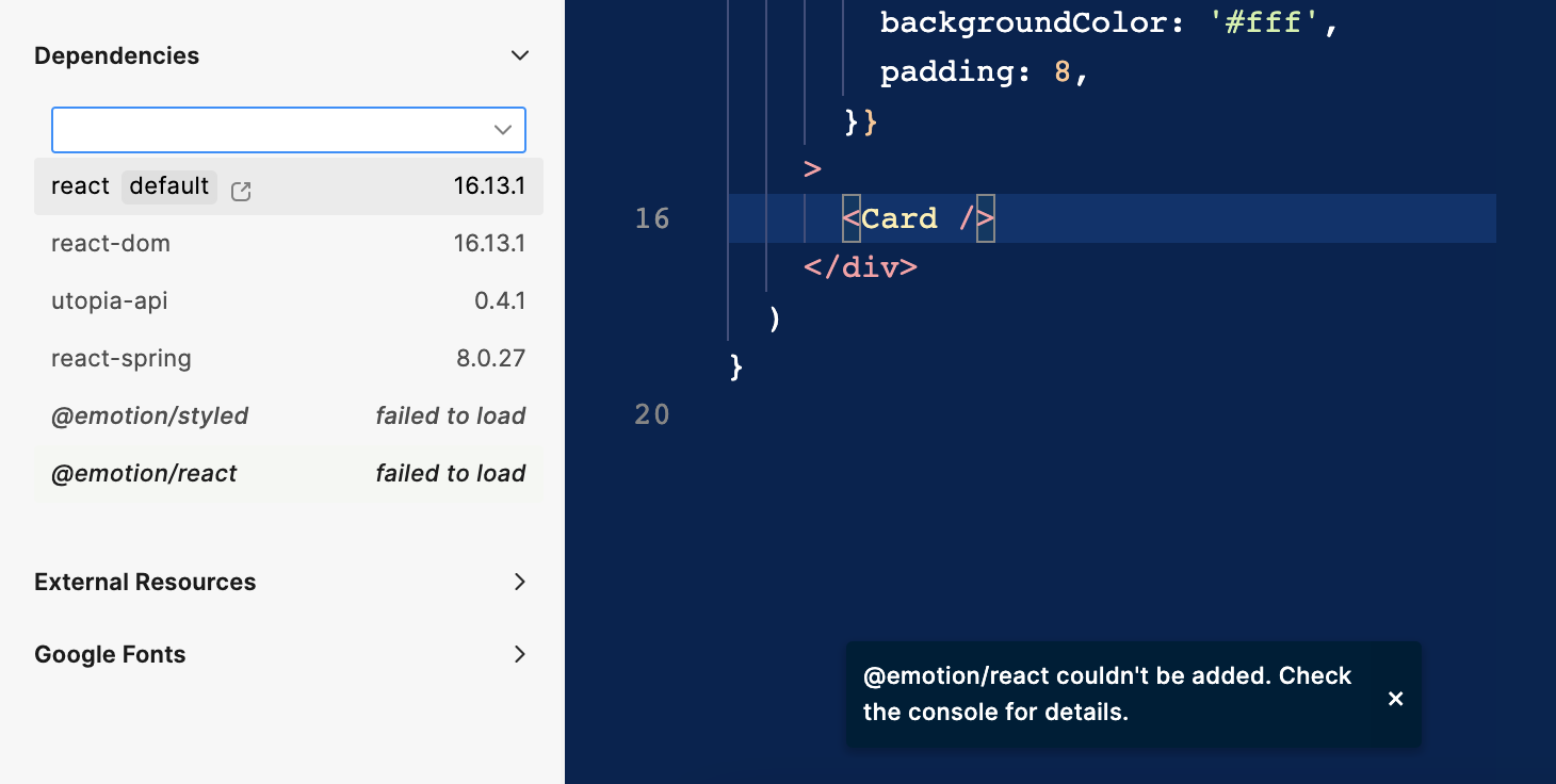 adding npm packages to a project fails · Issue #1317 · concrete-utopia/utopia · GitHub