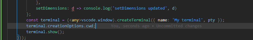 Property 'cwd' does not exist on type TerminalOptions · Issue #114858 · microsoft/vscode · GitHub