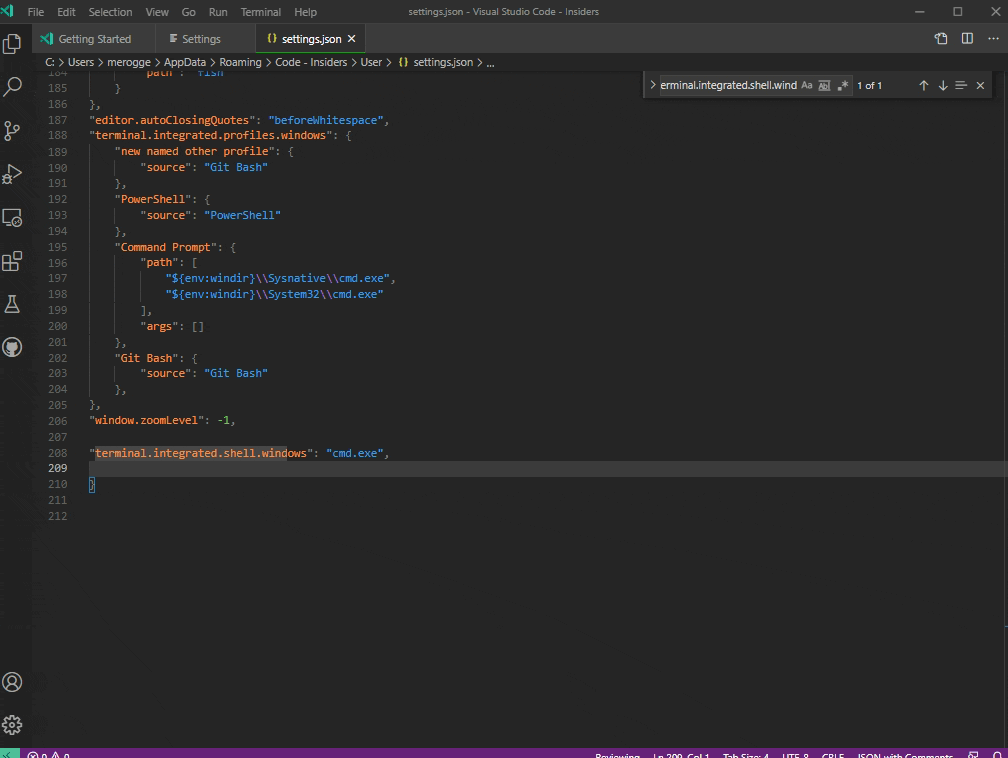 The terminal process "cmd.exe /k" terminated with exit code: 1. · Issue ...