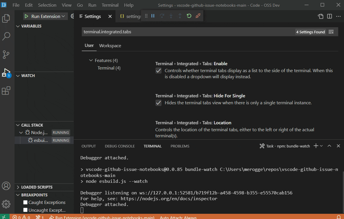 Terminal tabs don't show after restart with auto-task · Issue #121903 ...