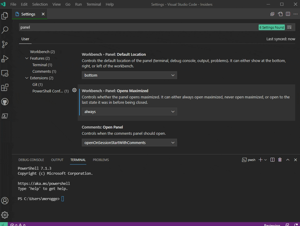 Open panel maximized doesn't work · Issue #127981 · microsoft/vscode · GitHub