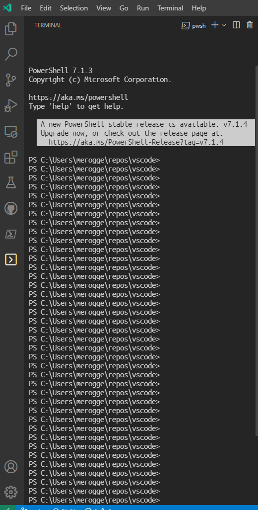 Blank space above integrated terminal when using decimal value for ...