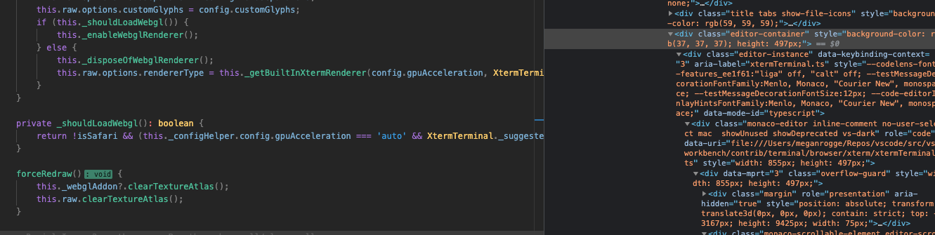 when terminal default location is editor, terminals in the view have ...