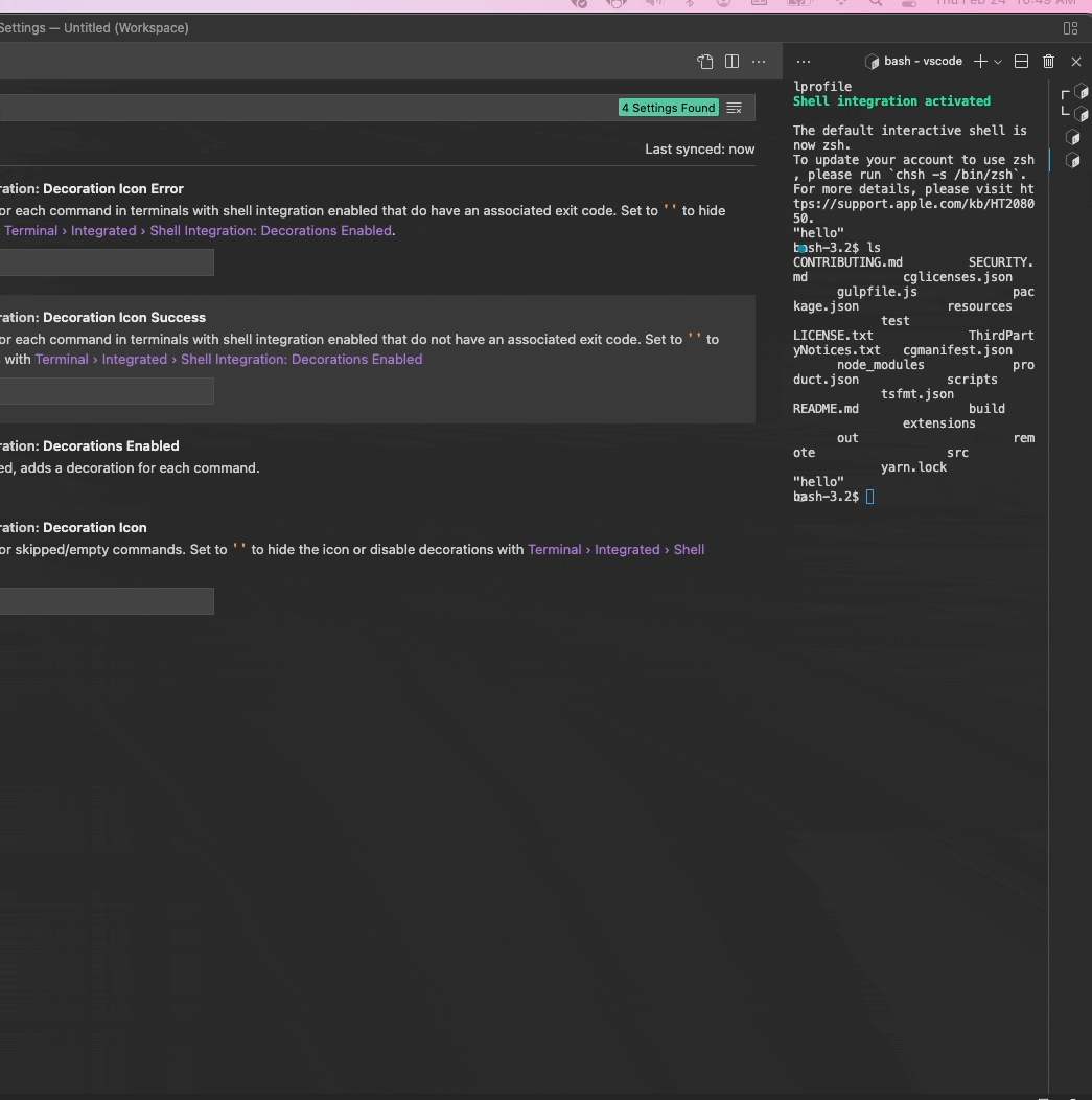 terminal decorations are misaligned when in side panel · Issue #143778 ...