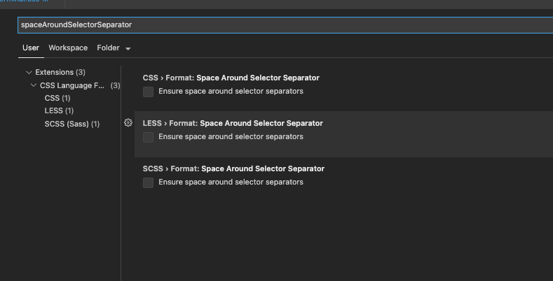 space around selector separator · Issue #145767 · microsoft/vscode · GitHub