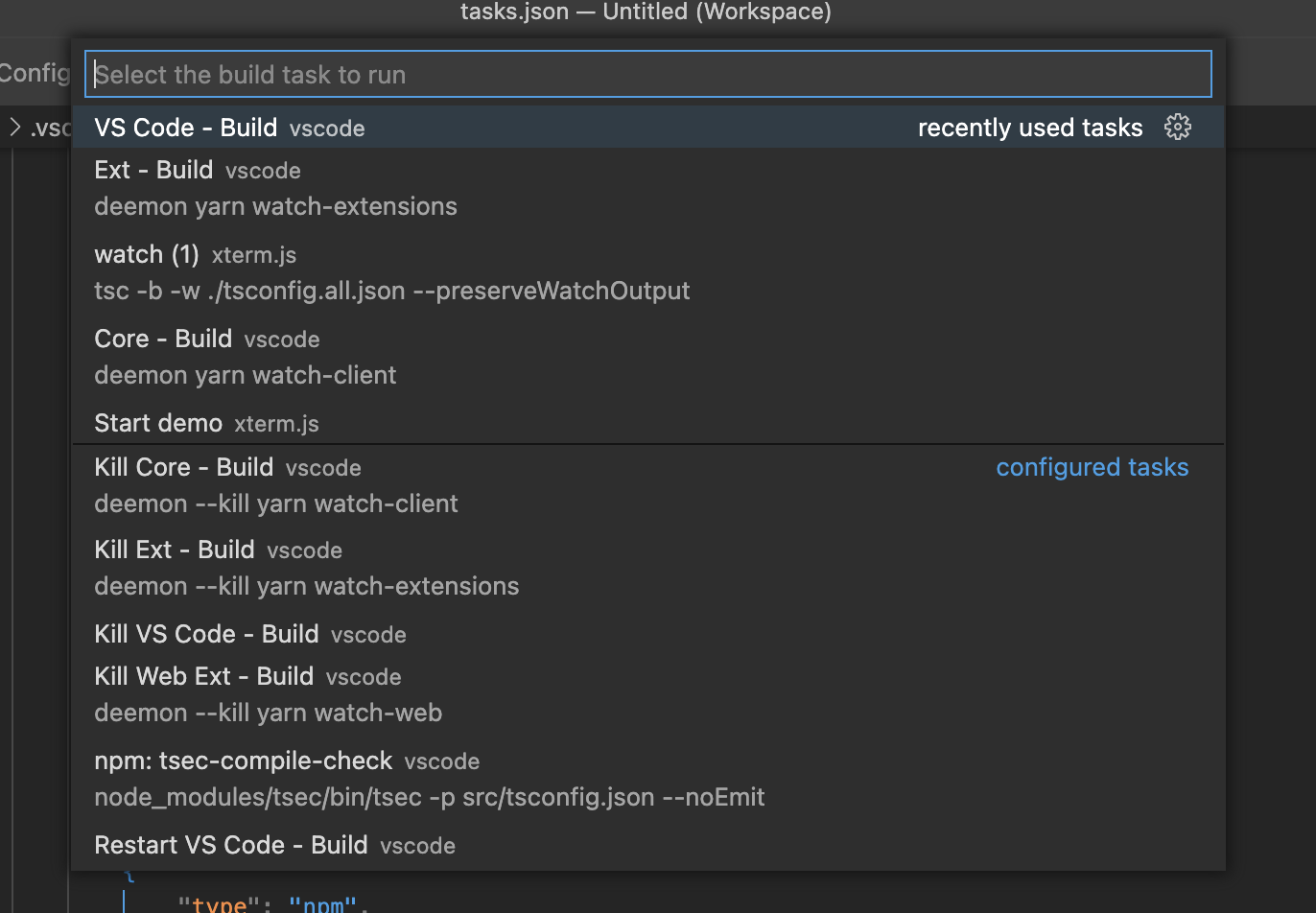 task build task quickpick does not show the icon/color · Issue #153699 · microsoft/vscode · GitHub