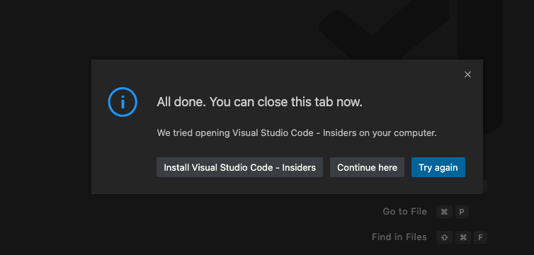 Continue Working On > Clone Locally when VS Code is not already ...