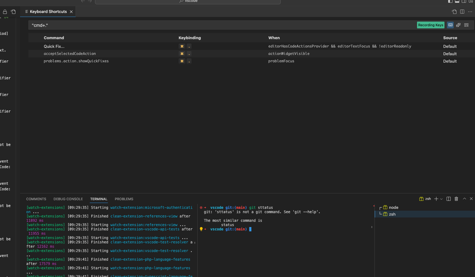 ctrl/cmd+. doesn't show the action widget menu in the terminal · Issue #167416 · microsoft ...