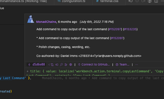 workbench.action.terminal.copyLastCommand Copies output of last command rather than last command ...