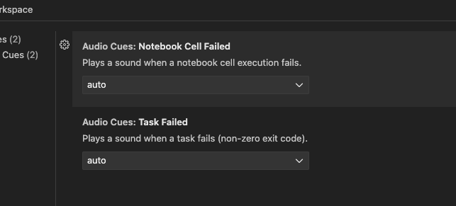 Play audio cue when a command exits with non-zero code · Issue #174368 · microsoft/vscode · GitHub