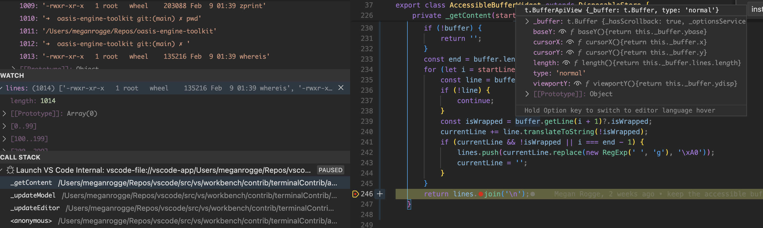 When executing a command with very large output, it seems that the last line of the accessible ...
