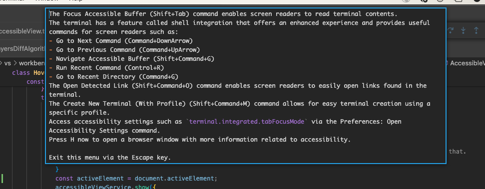 Change accessible buffer command navigation keybinding for screen reader users · Issue #186678 ...