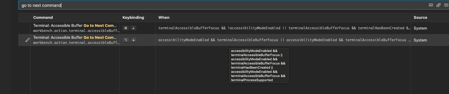 Change accessible buffer command navigation keybinding for screen reader users · Issue #186678 ...