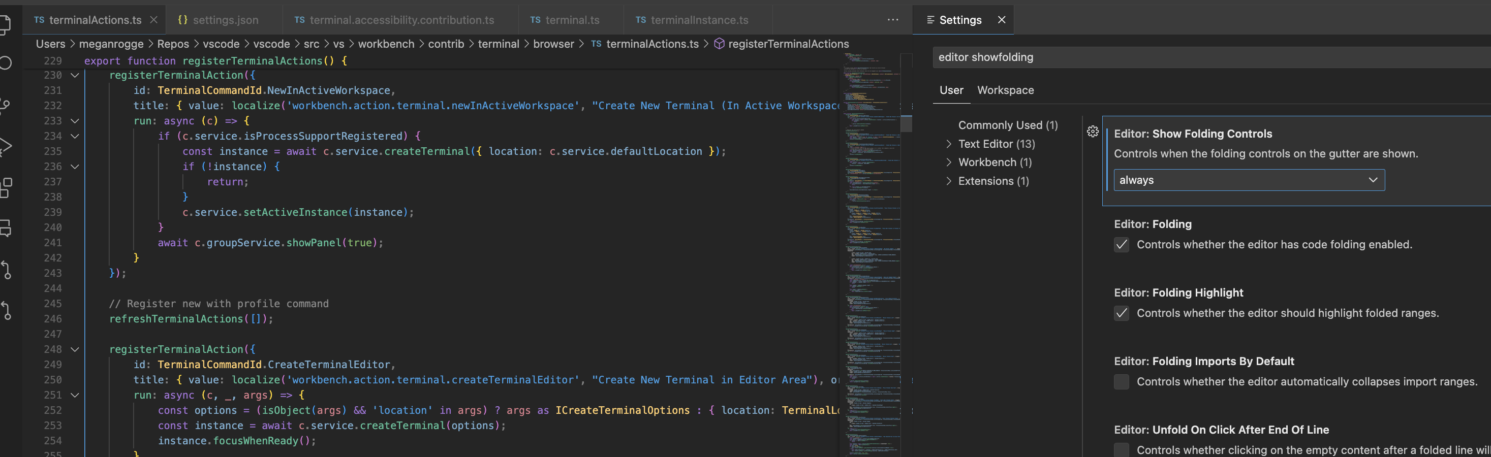 Going From `never` To `always` The Folding Icon Does Not Appear For Sticky Scroll · Issue 