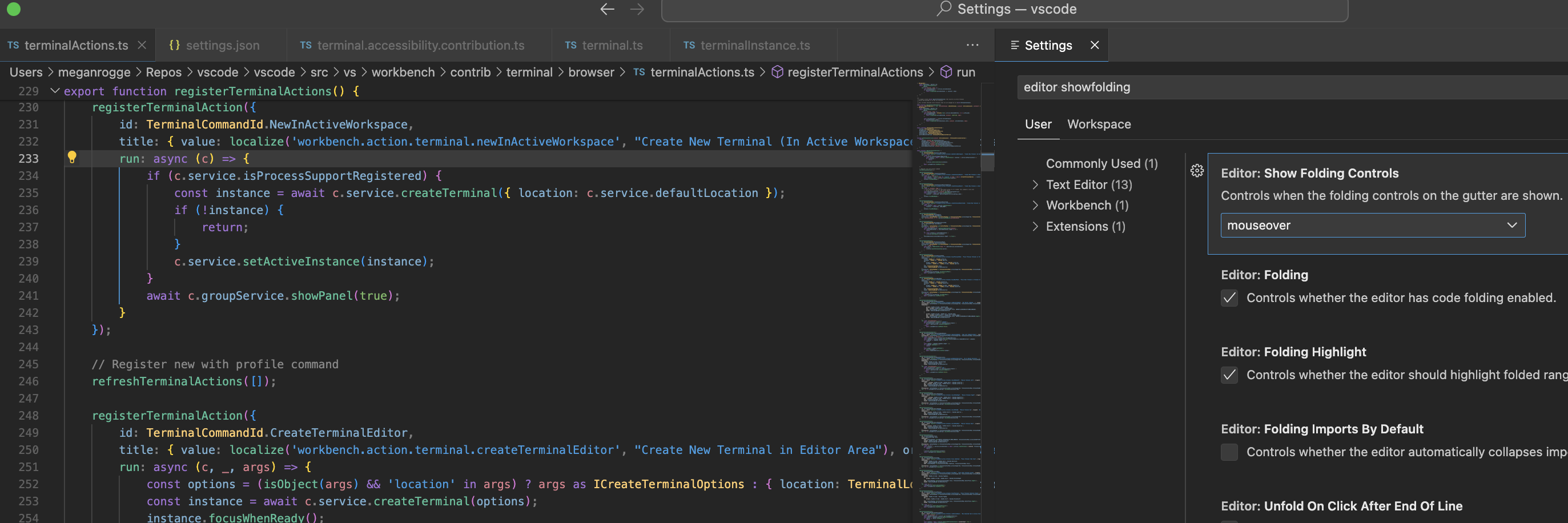 going from `never` to `always`, the folding icon does not appear for sticky scroll · Issue ...
