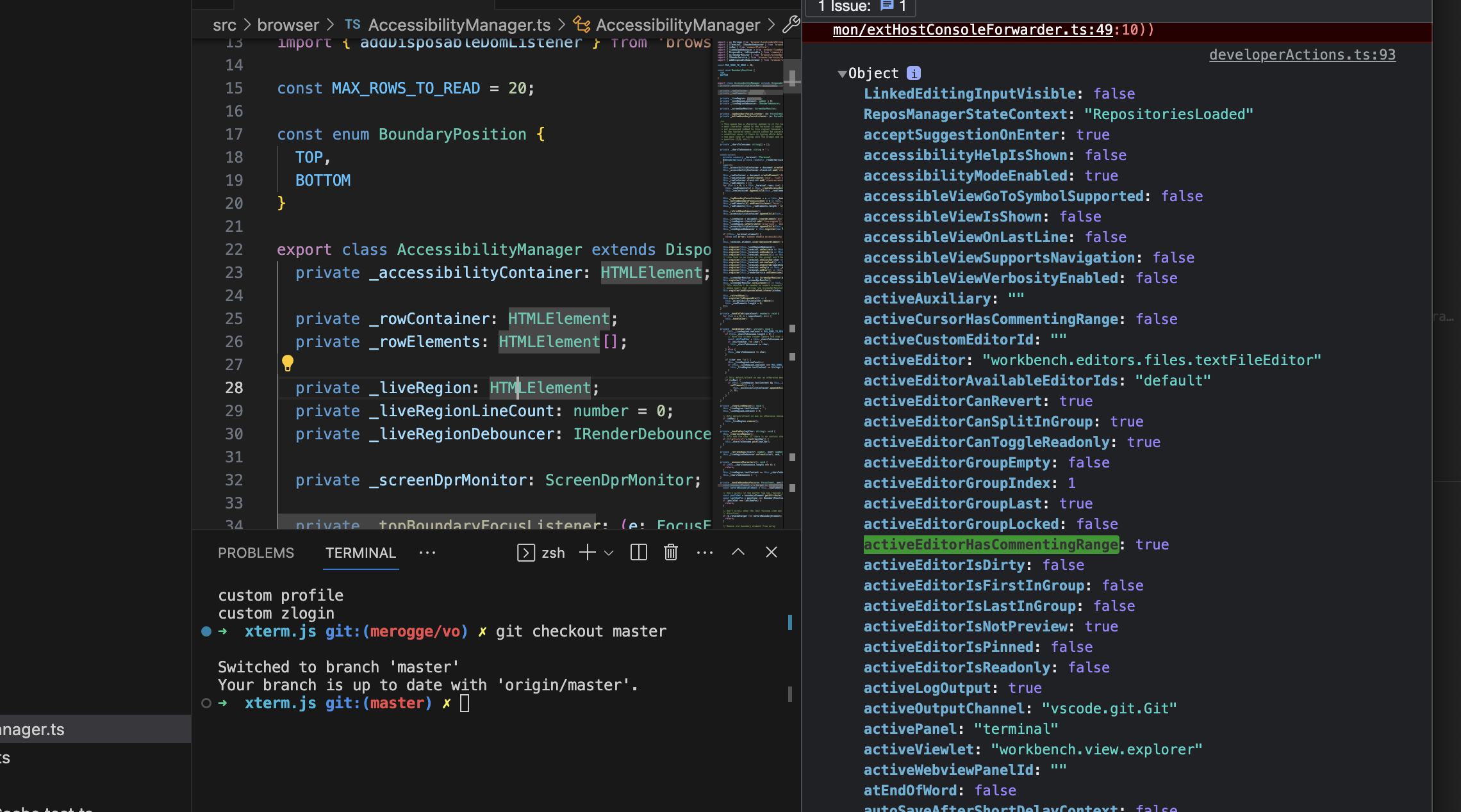 active editor has commenting range is true even when it should not be · Issue #193716 ...