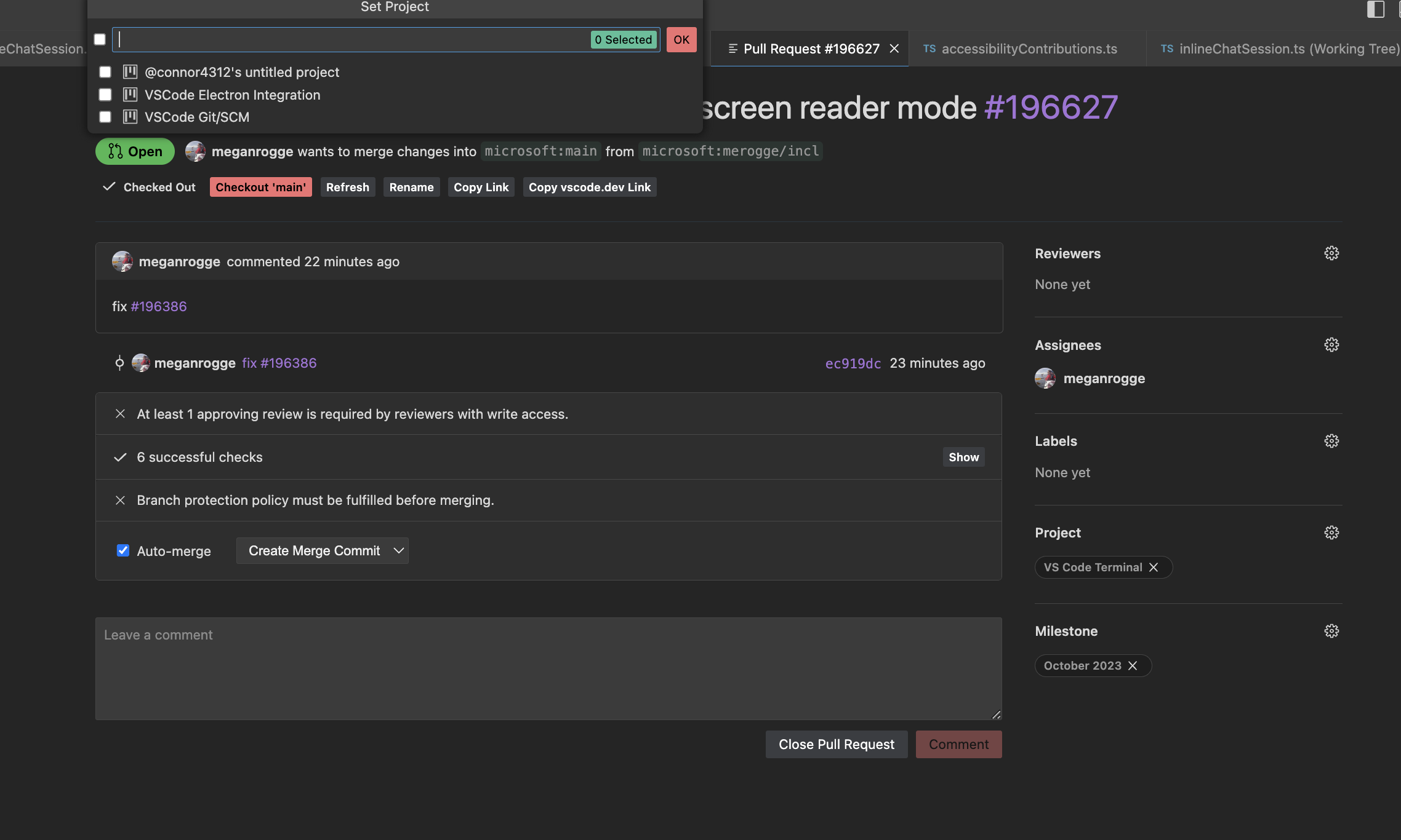 Cannot set the only project I care about · Issue #5393 · microsoft/vscode-pull-request-github ...