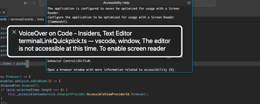 NVDA reads 'blank' when navigating Accessibility Help · Issue #196430 · microsoft/vscode · GitHub