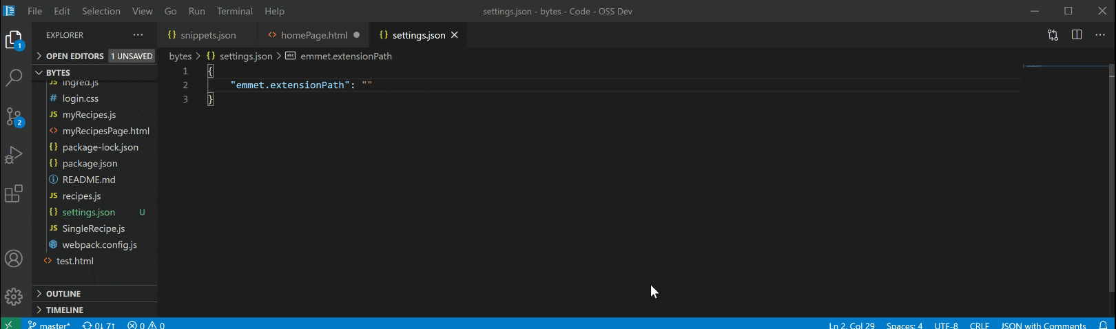 Emmet not removing custom snippets when snippets path changed · Issue #108812 · microsoft/vscode ...