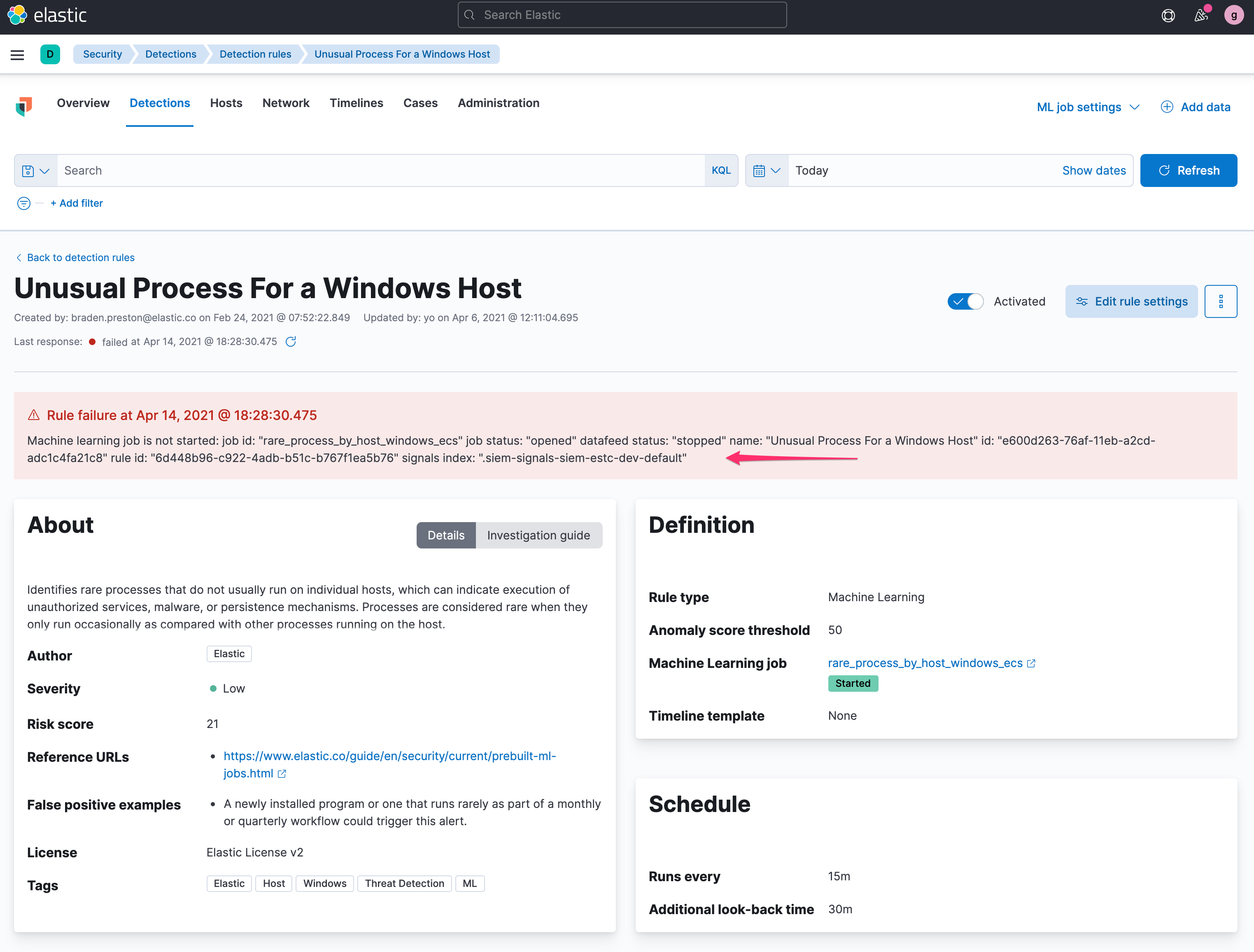 [security Solution][detections] Add Link To Ml App In Ml Rule Job Datafeed Errors · Issue 97198