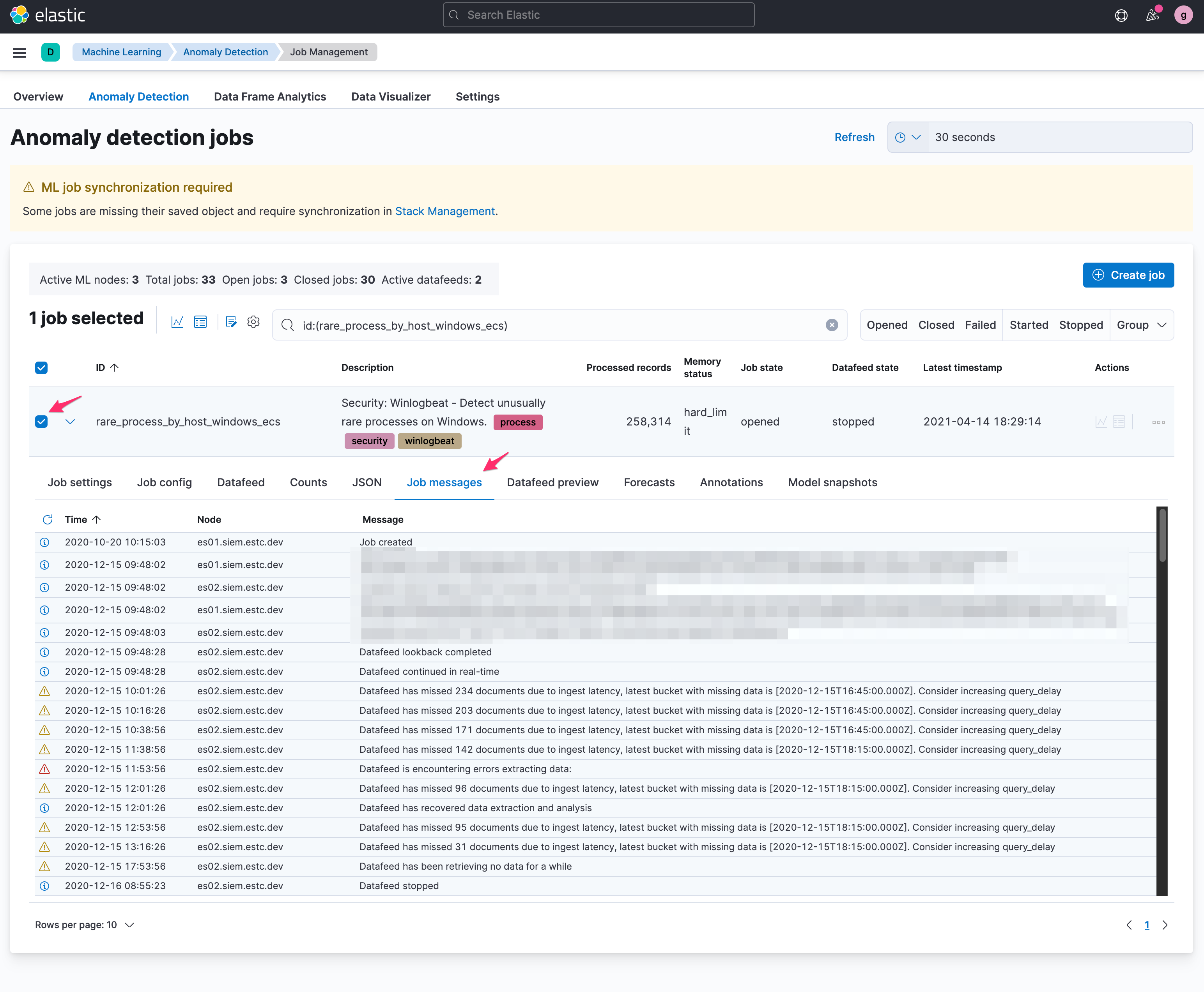 [security Solution][detections] Add Link To Ml App In Ml Rule Job Datafeed Errors · Issue 97198