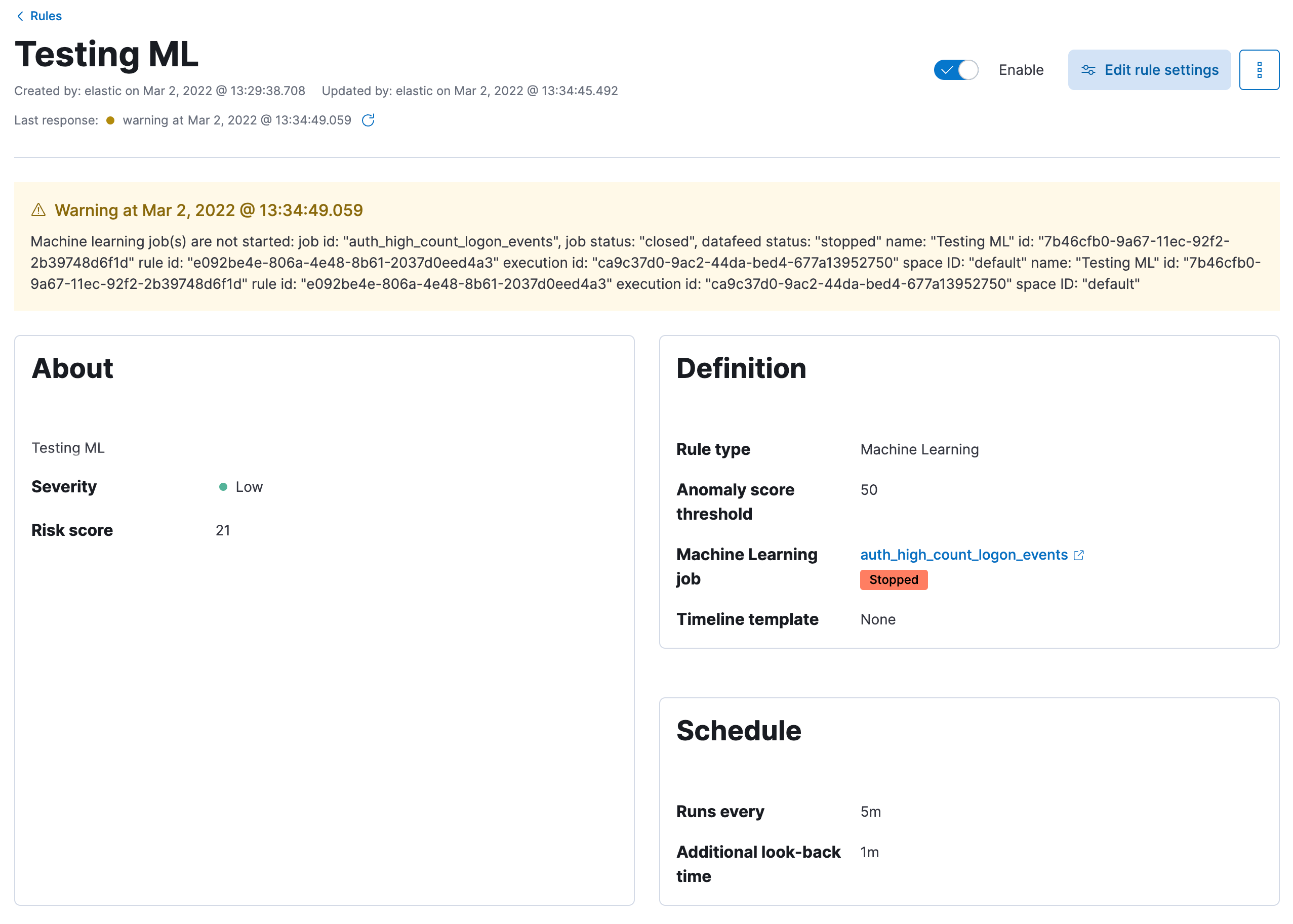 [Security Solution] ML Rule error message unclear when ML Job's module not installed · Issue ...