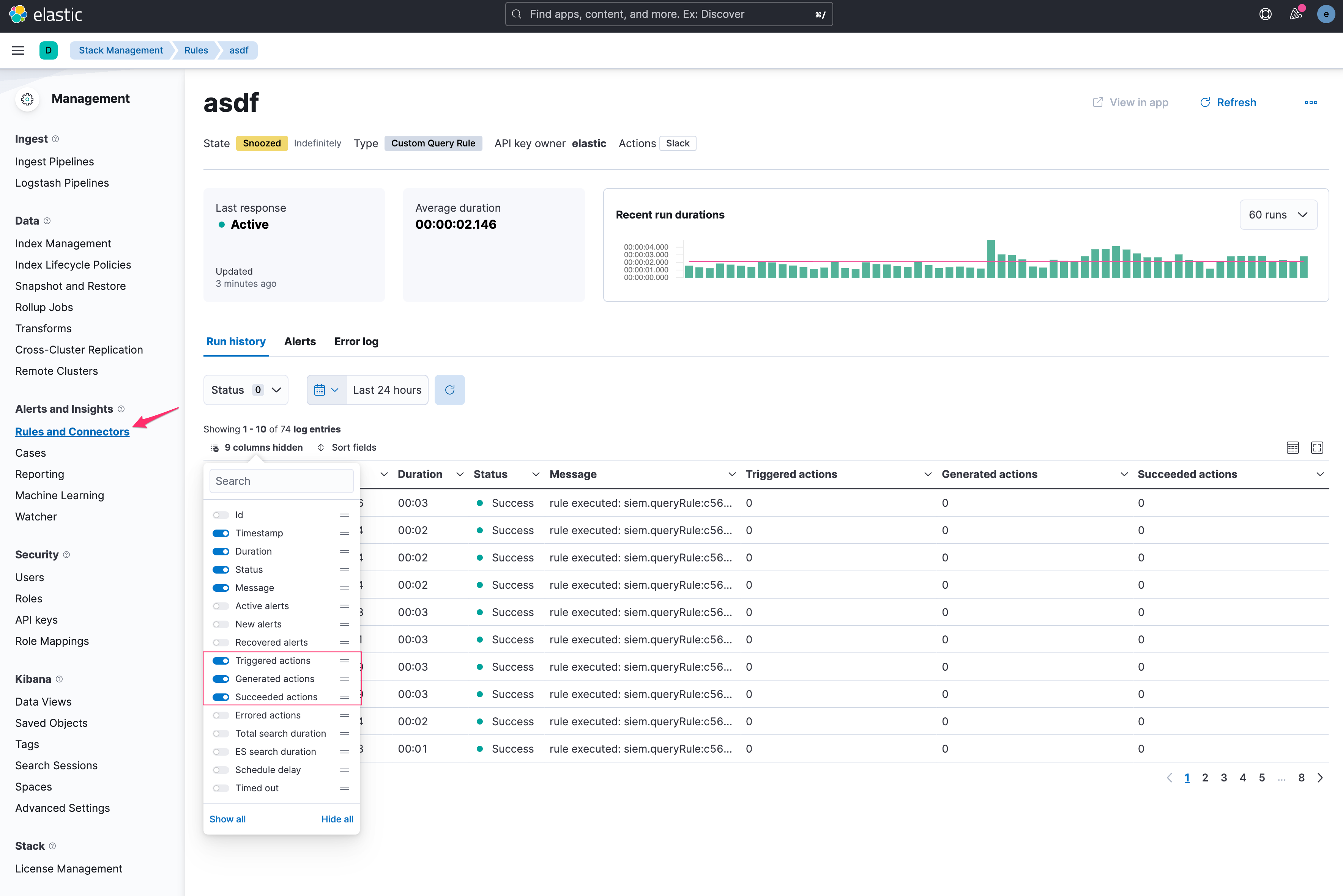 [security Solution][detections] Expand Rule Execution Log Columns To Include Action Results
