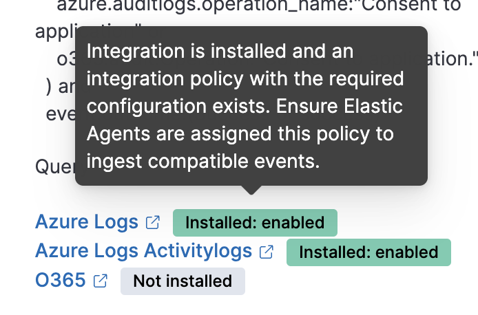 [Security Solution] Indicating related integration status when the integration is enabled, but ...