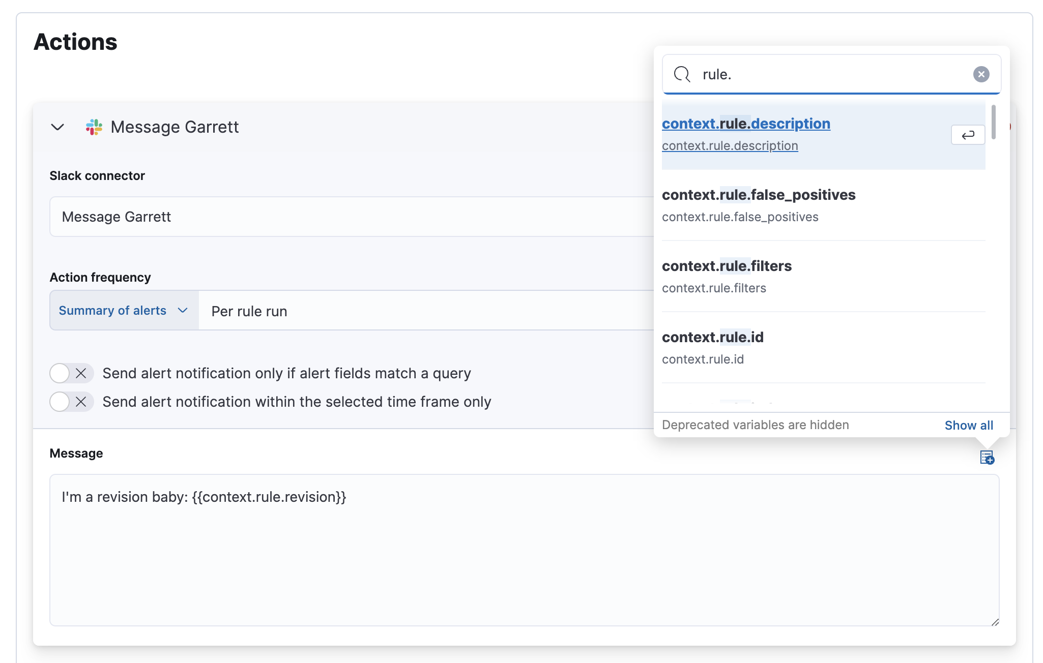 [security Solution] Expand Available Rule Action Variables · Issue 155741 · Elastic Kibana · Github