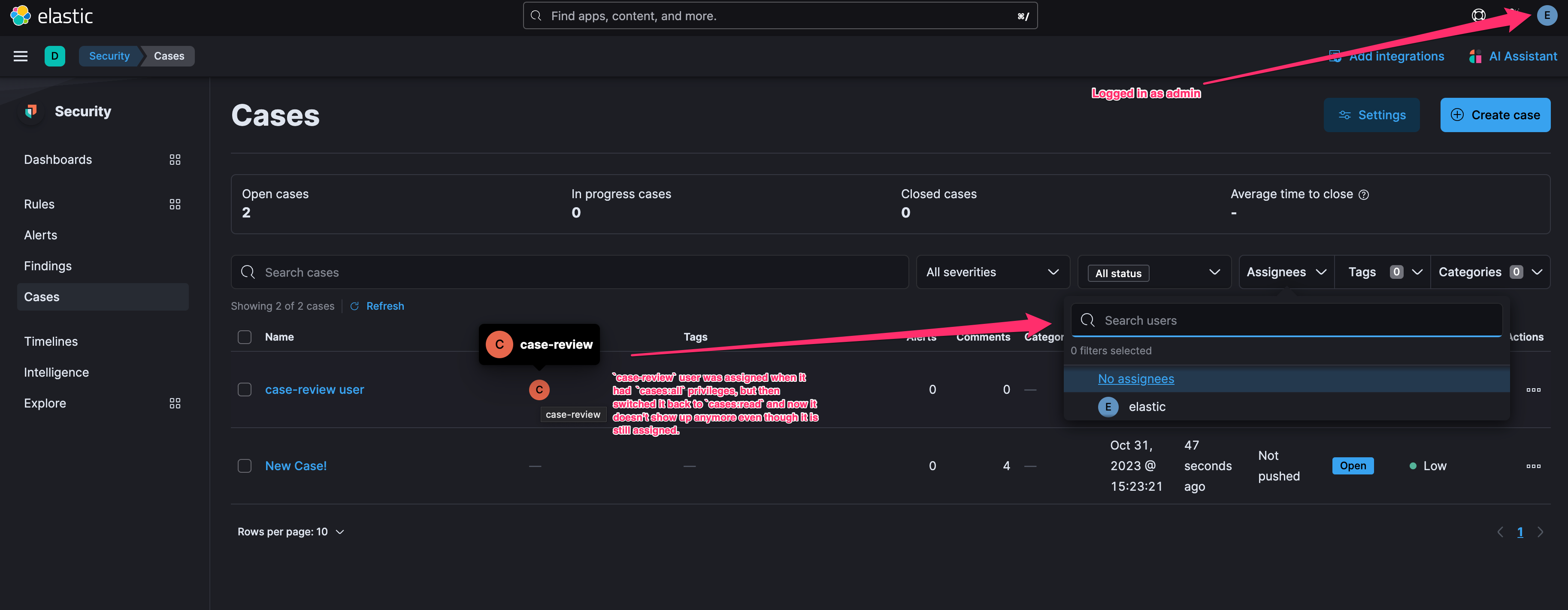 Cases Read Only Users Cannot Be Assigned Cases In The Ui · Issue 171446 · Elastickibana · Github 