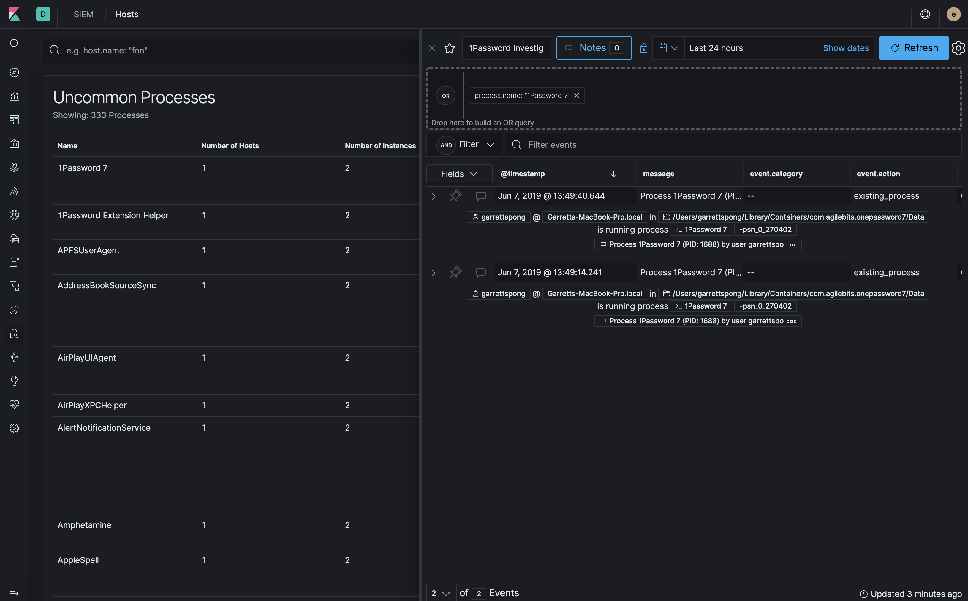 [SIEM] Uncommon Process table shows 2 instances of process instead of 1 · Issue #81283 · elastic ...