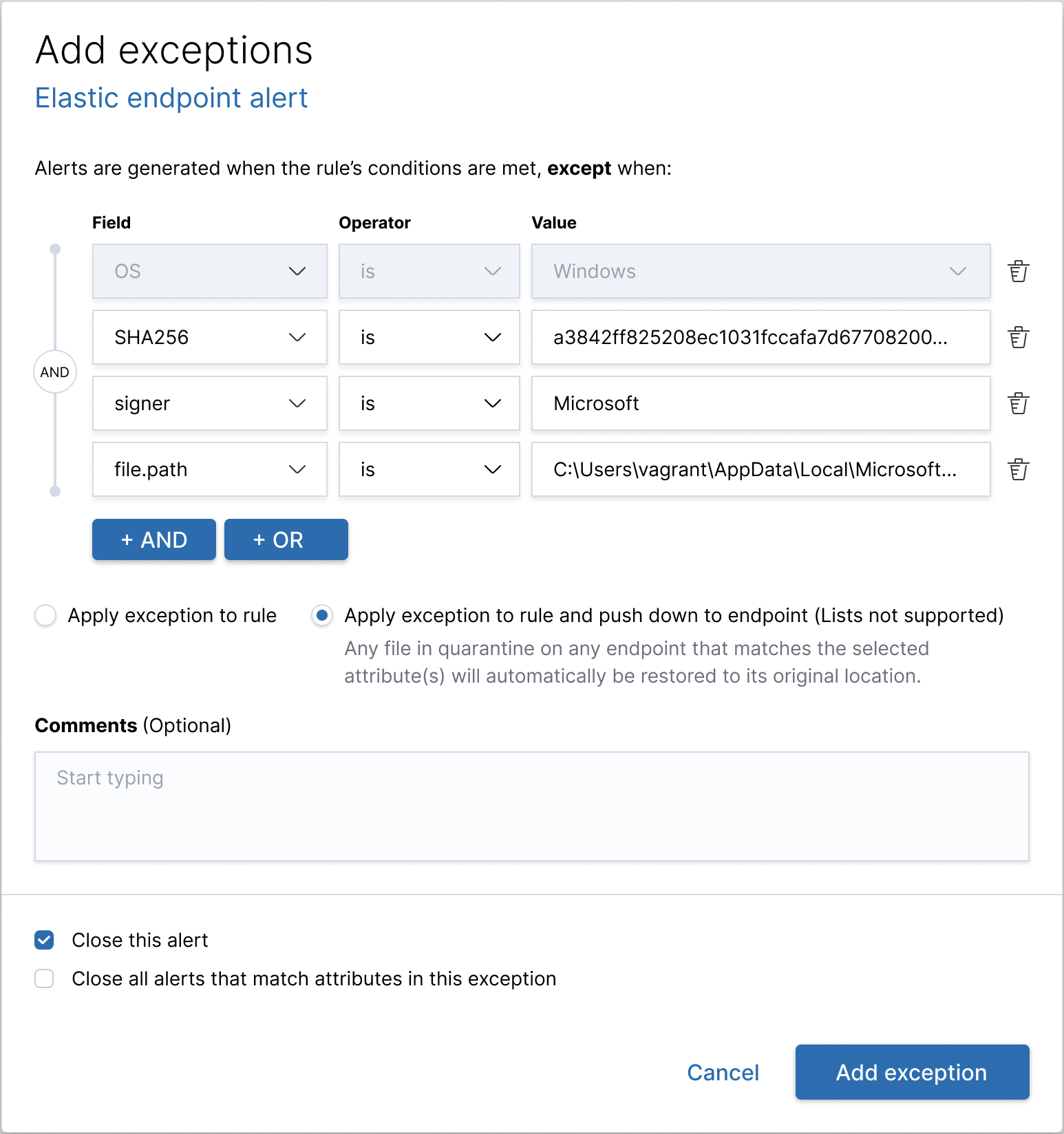 [SIEM][Detections] Create ExceptionBuilder UI · Issue #65925 · elastic/kibana · GitHub