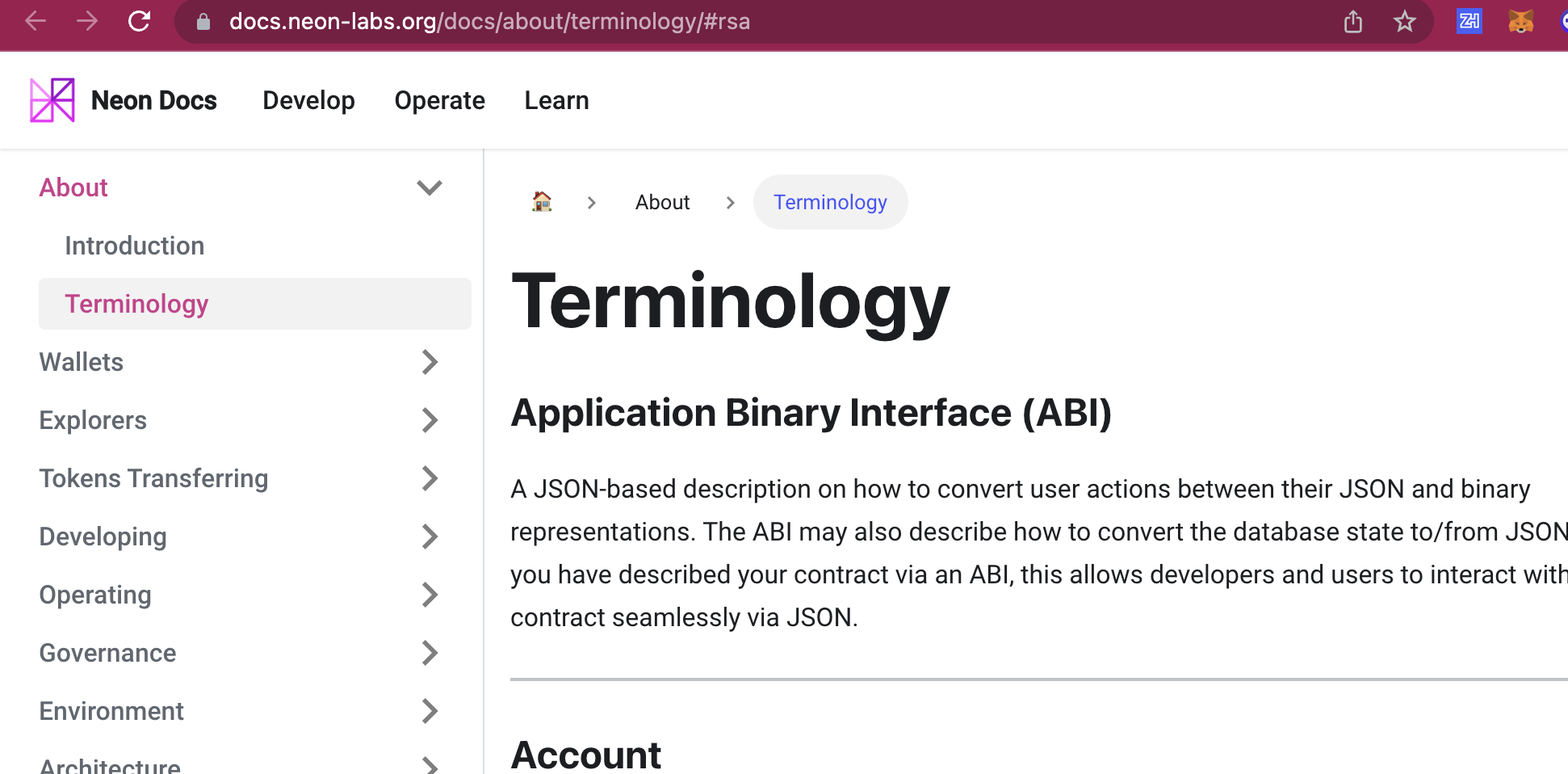 Link to 'RSA' leads to the top of the Terminology page · Issue #17 · neonevm/neon-support · GitHub