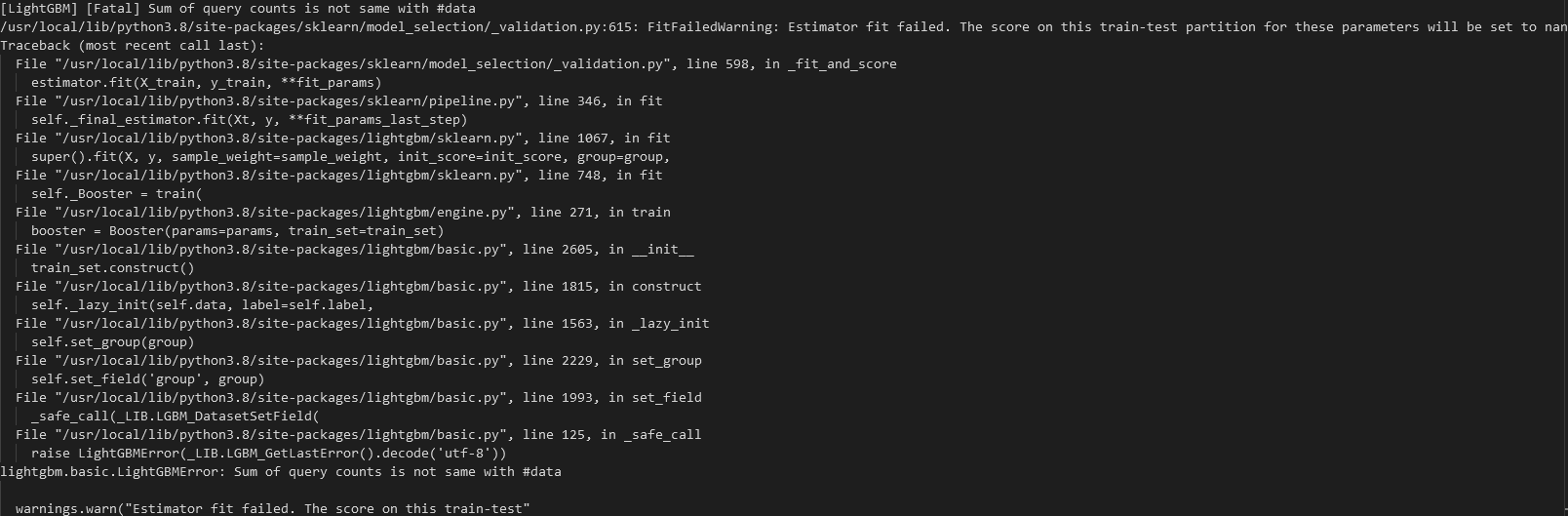LBGMRanker with Sklearn pipeline? · Issue #5041 · microsoft/LightGBM · GitHub