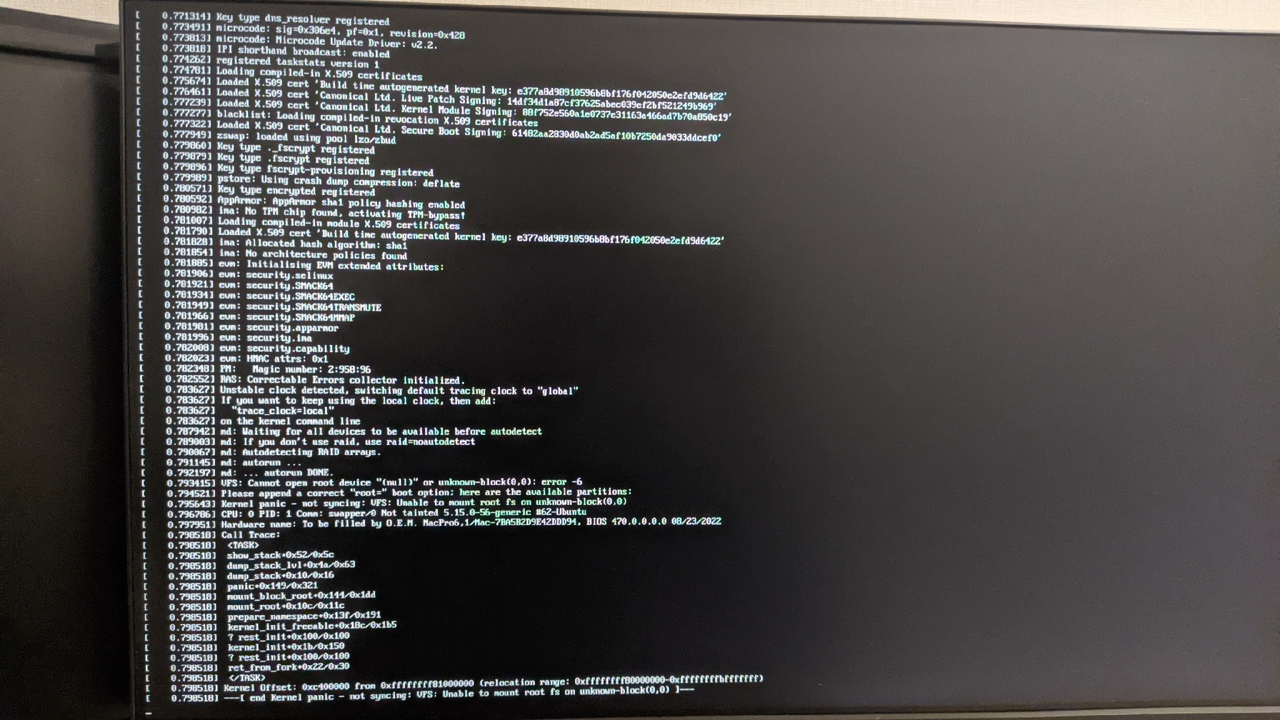 Opencore show 2 identical Ubuntu volumes and kernel panic in custom ...