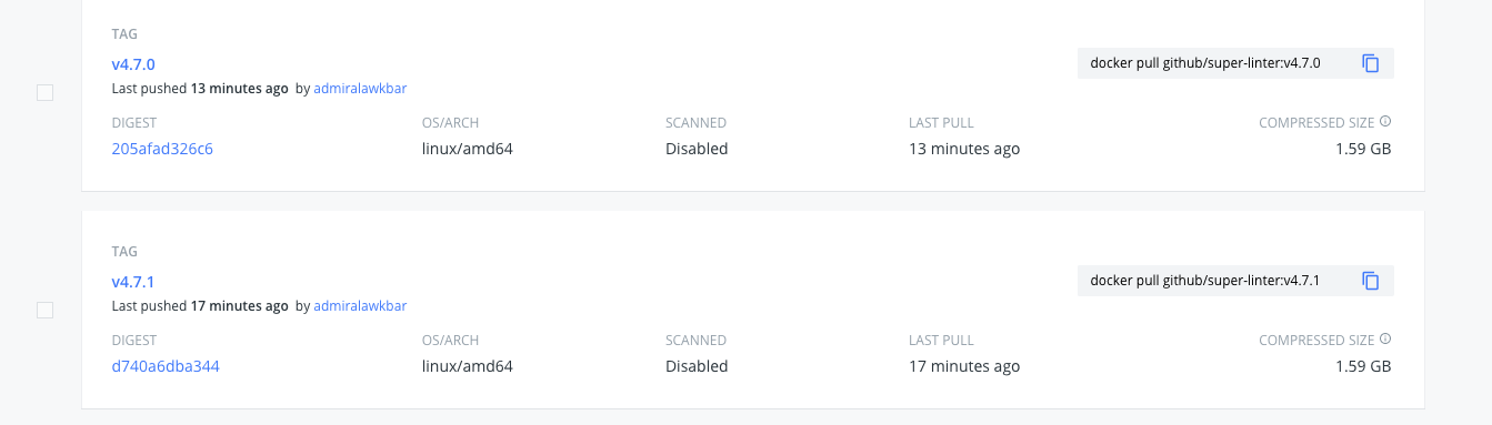 Latest Release 463 Or Maybe 470 Not Available On Docker · Issue 1913 · Super Linter