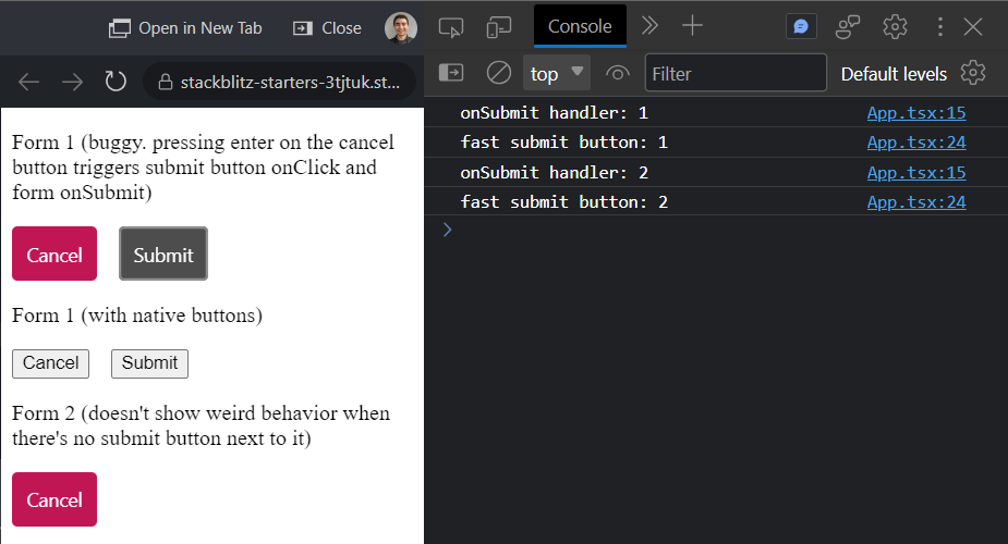 fix: fast buttons inside form don't behave correctly · Issue #6790 · microsoft/fast · GitHub