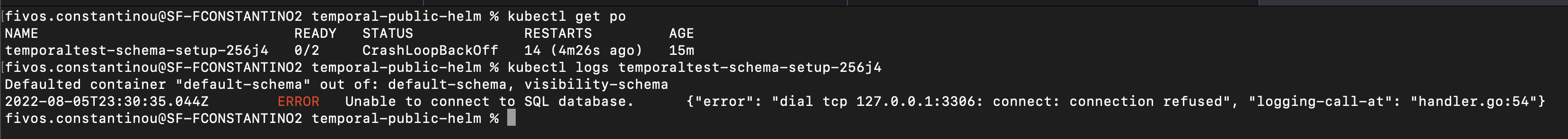 [Bug] Schema setup & update jobs do not work for MySQL · Issue #310 · temporalio/helm-charts ...