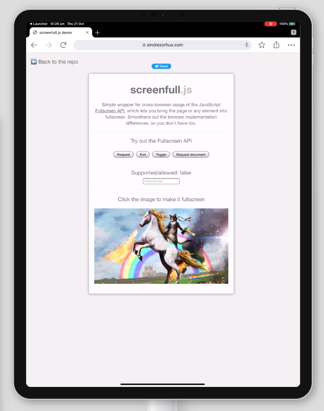 ScreenFull not working in iOS Chrome · Issue #164 · sindresorhus/screenfull · GitHub