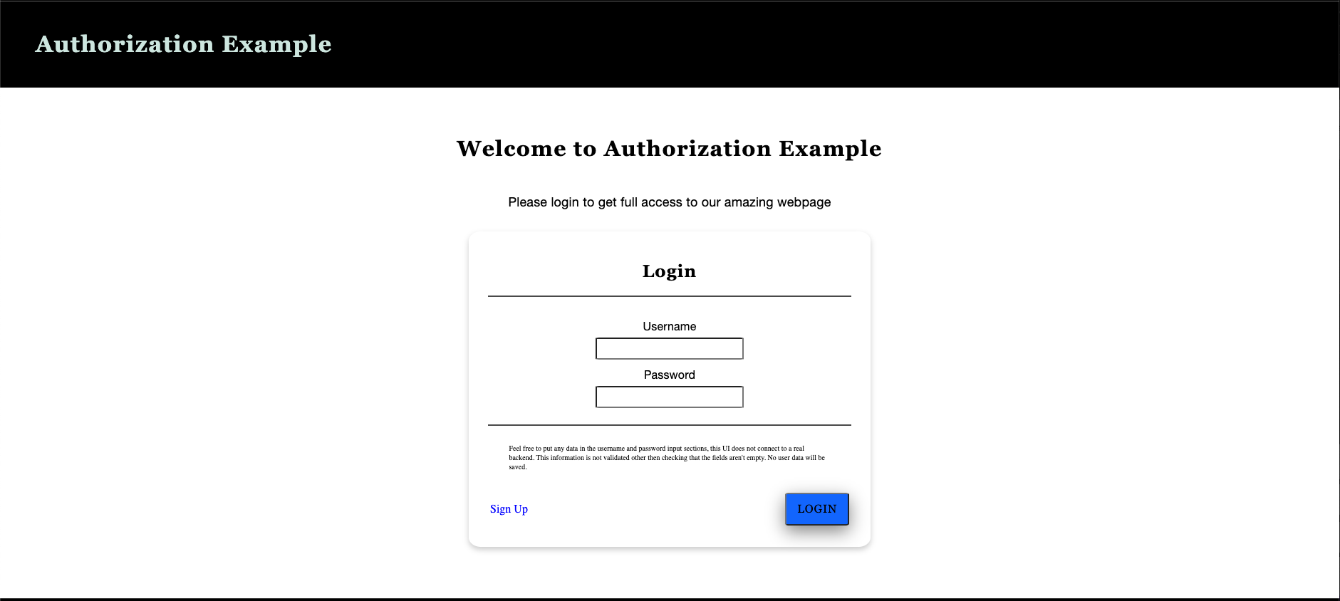 GitHub - BMRobbins/Authorization-Example: A single page react app to ...