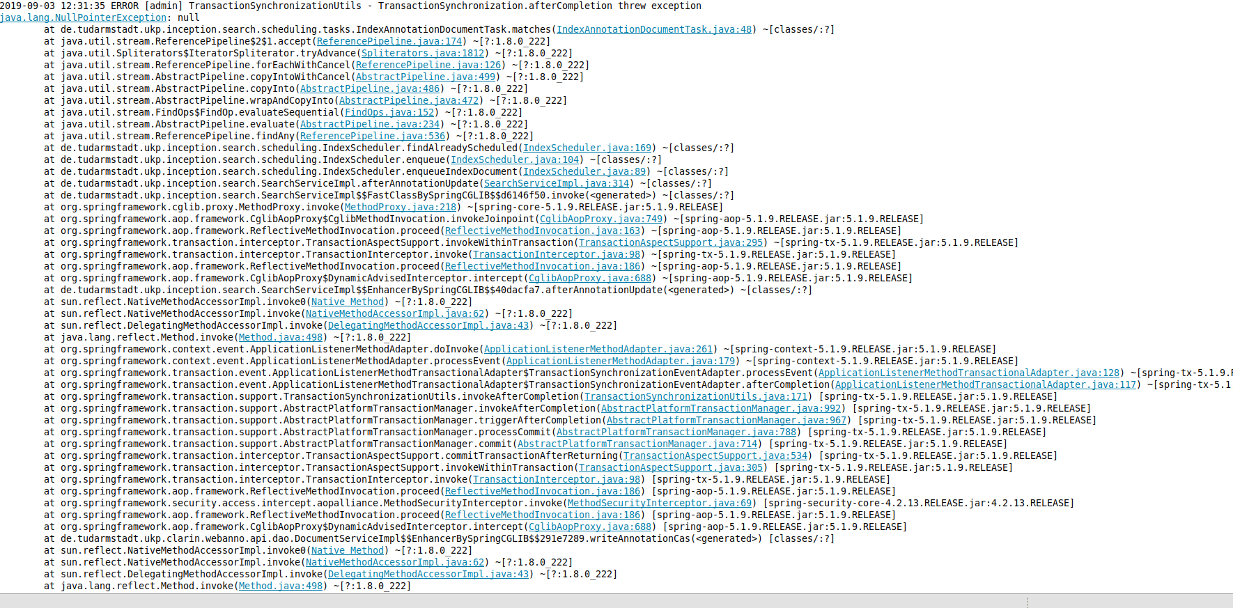 Imported Project: AnnotationDocument NPE · Issue #1366 · inception-project/inception · GitHub