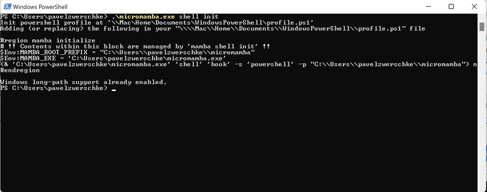 `micromamba shell init` changes font and terminal size when executed in PowerShell · Issue #1841 ...