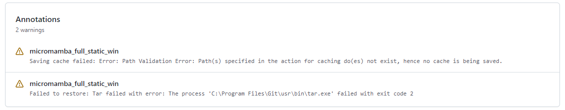 Cache failing for fully static Windows CI builds for `micromamba` · Issue #1930 · mamba-org ...