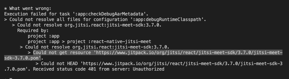 Could Not Resolve Org Jitsi React Jitsi Meet Sdk 3 7 0 · Issue 349 · Skrafft React Native Jitsi