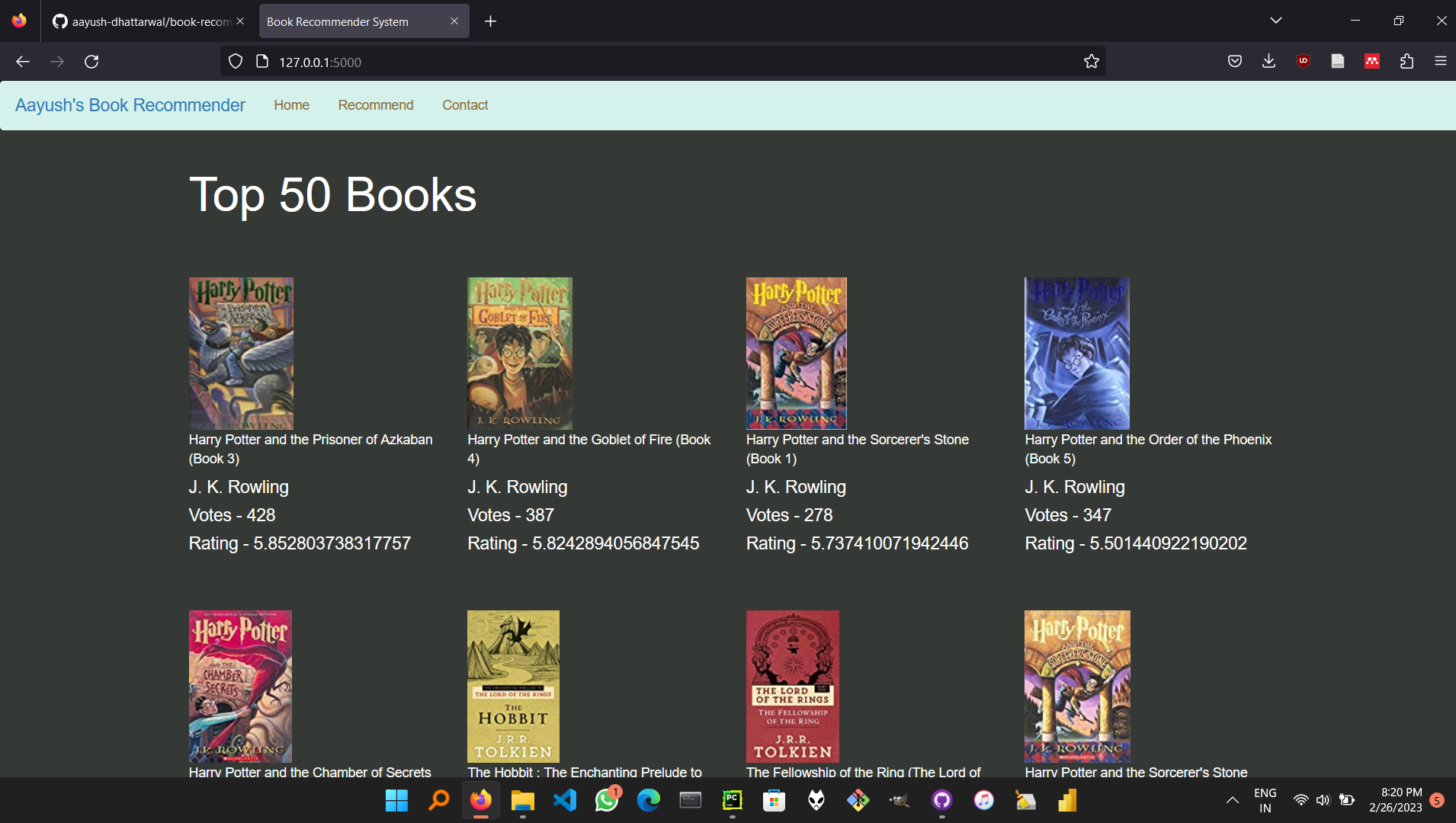 GitHub - aayush-dhattarwal/book-recommender-system: Book Recommender System