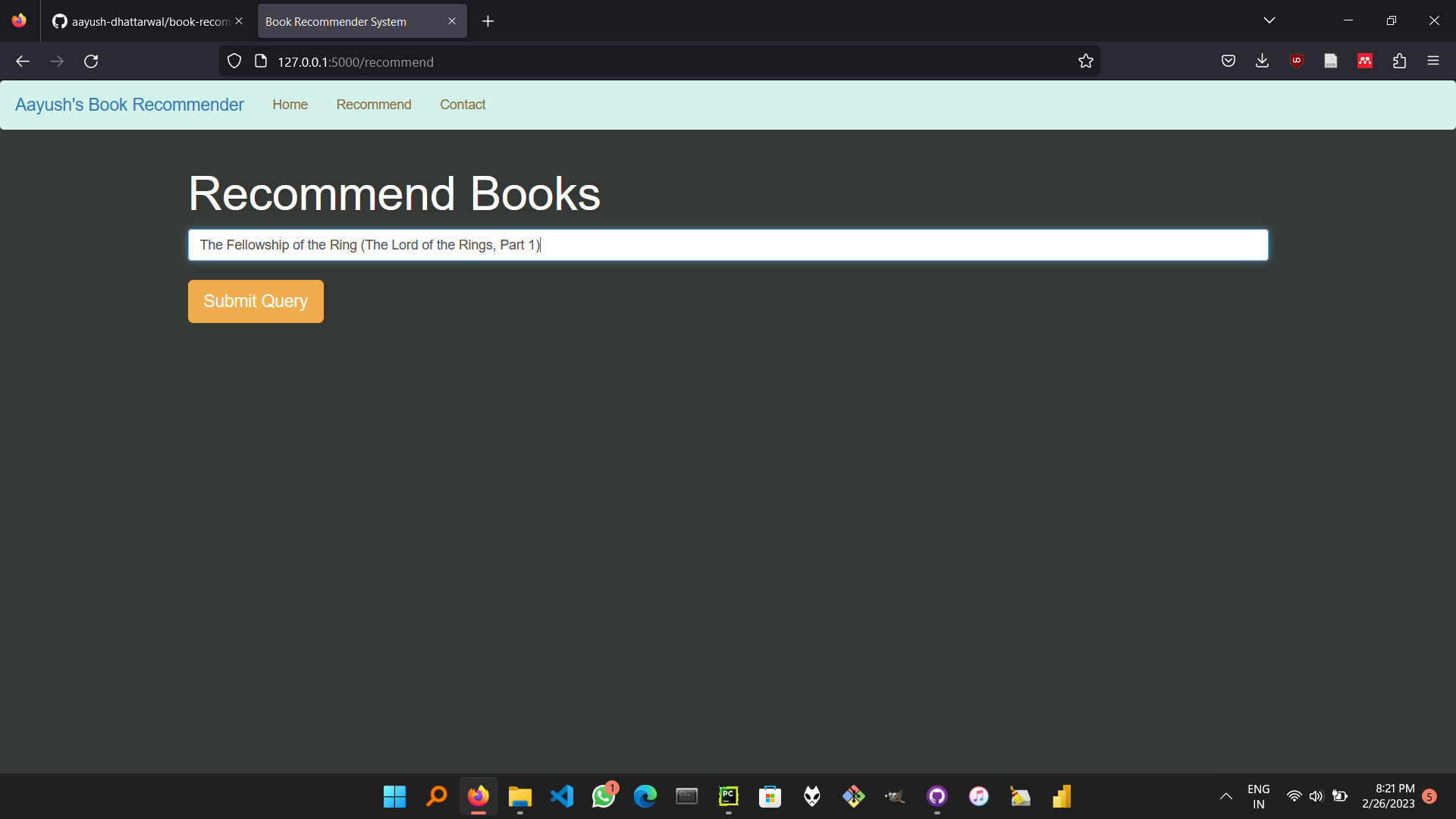 GitHub - aayush-dhattarwal/book-recommender-system: Book Recommender System