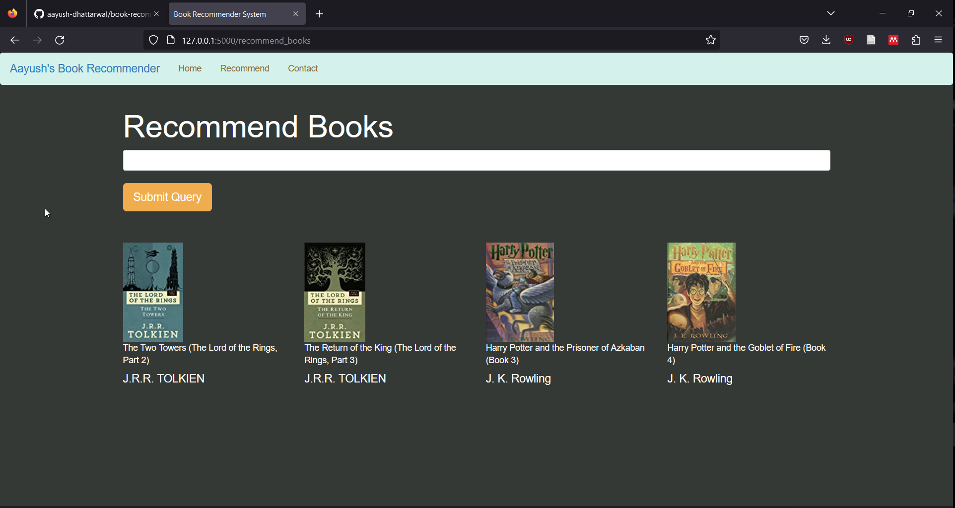 GitHub - aayush-dhattarwal/book-recommender-system: Book Recommender System
