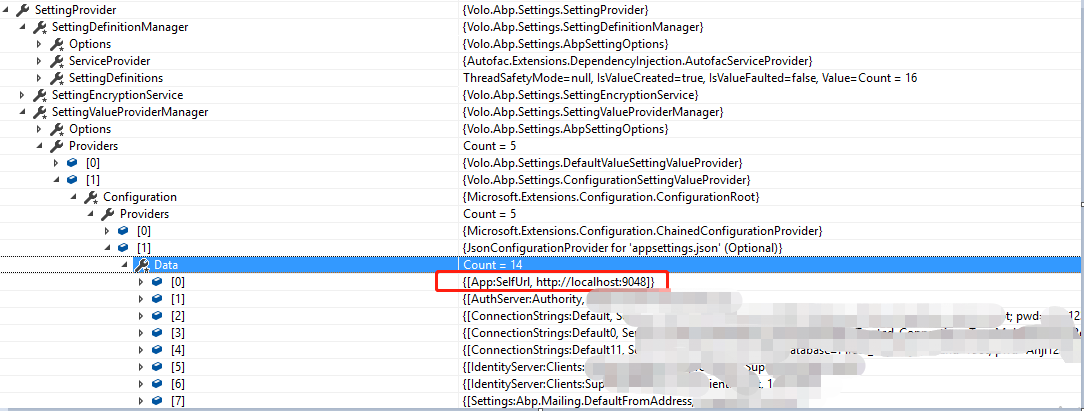 how to get the value configured in appsetting.json via the IsettingManager/SettingProvider ...